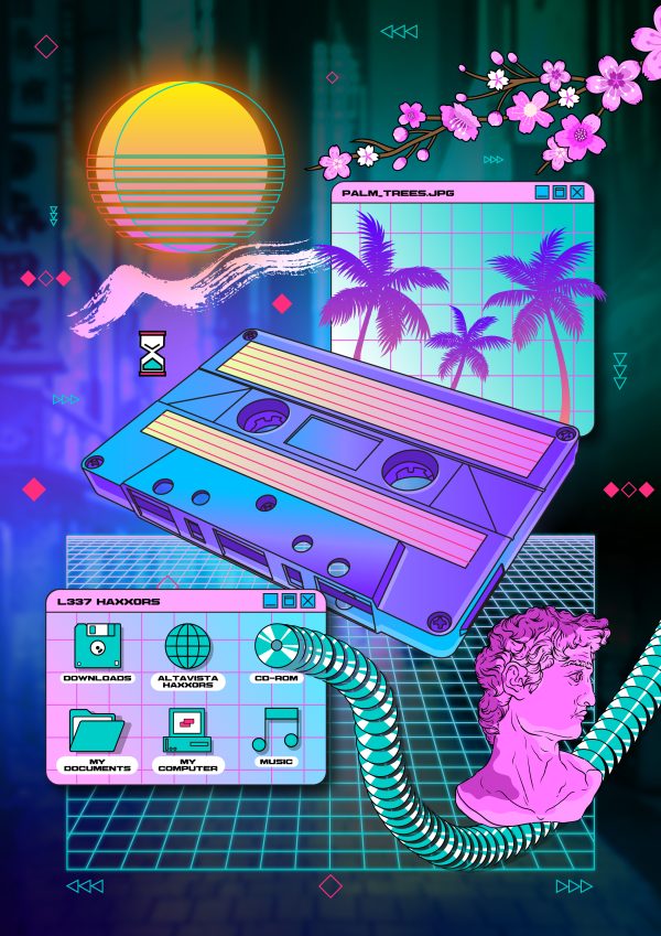 Vaporwave Cassette Tape - Pukeko Design Studio